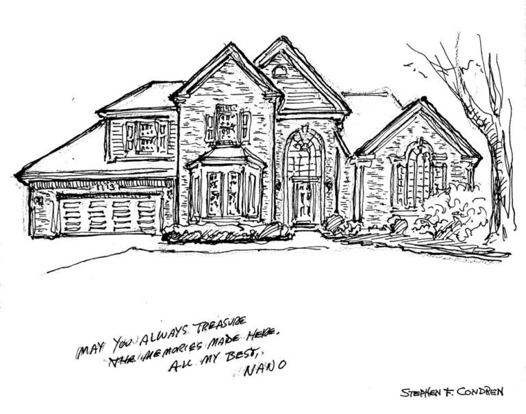 House portrait 8/7/2018C by architecture artist Stephen F. Condren